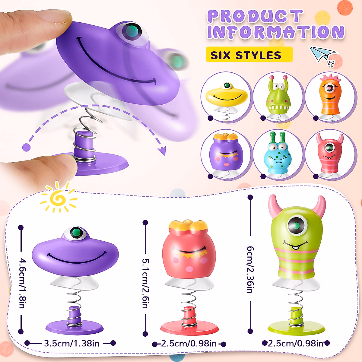 Deekin 24 Pieces Big Eye Animal Toys Spring Launchers Toys Jumping Toys Bouncy Christmas Party Favors for Boys and Girls Classroom Prizes Return Goodie Bag Fillers, 6 Styles