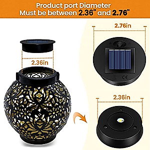 5 Pack Replacement Solar Light Parts(Top Size 2.76 inches, Bottom Size 2.36 inches),7 Lumens Warm White LED Waterproof Solar Light Replacement Top Kit for Outdoor DIY Hanging Lanterns