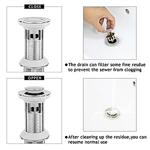 Rackickyer Bathroom Sink Drain,Drain Stopper Bathroom Sink Without Overflow,Small Cap Pop Up Drain Assembly with Detachable Strainer Basket,Built-in Anti-Clogging, Stainless Steel Nut Brushed Nickel