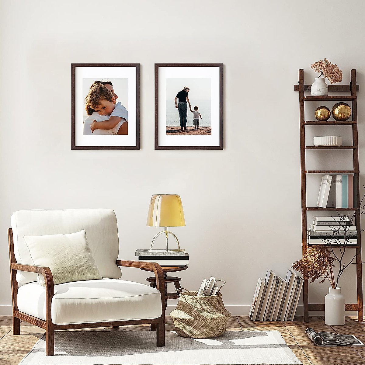 BSRHOME 11x14 Picture Frame Set of 2, Display Pictures 8x10 with Mat or 11x14 Without Mat for Tabletop Display and Wall Mounting, Distressed Brown