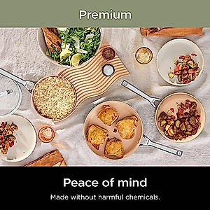 Ninja CW99009 Extended Life Premium Ceramic Cookware Set, Nonstick Fry Pans, PFAS Free, Healthy Cooking, Oven Safe to 550°F, Dishwasher Safe, All Stovetops & Induction Compatible, Dark Grey, 6 Piece