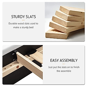 SHA CERLIN Queen Platform Bed Frame with Iron Pieces Decor and Adjustable Headboard/Deluxe Upholstered Modern Bed with Solid Wooden Slats Support/No Box Spring Needed, White