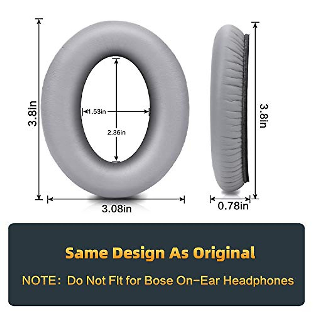 Premium Replacement Ear Pads for Bose QC35 & QC35ii Headphones Made by GEVO- Comfortable Adaptive Memory Foam and Extra Durable - Fits QuietComfort 35 & 35ii / SoundLink 1&2 AE（Over-Ear） (Silver)