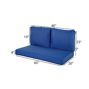 Quality Outdoor Living 29-CB02LV Loveseat Cushion, 46x26, Cobalt,3 Piece Assortment
