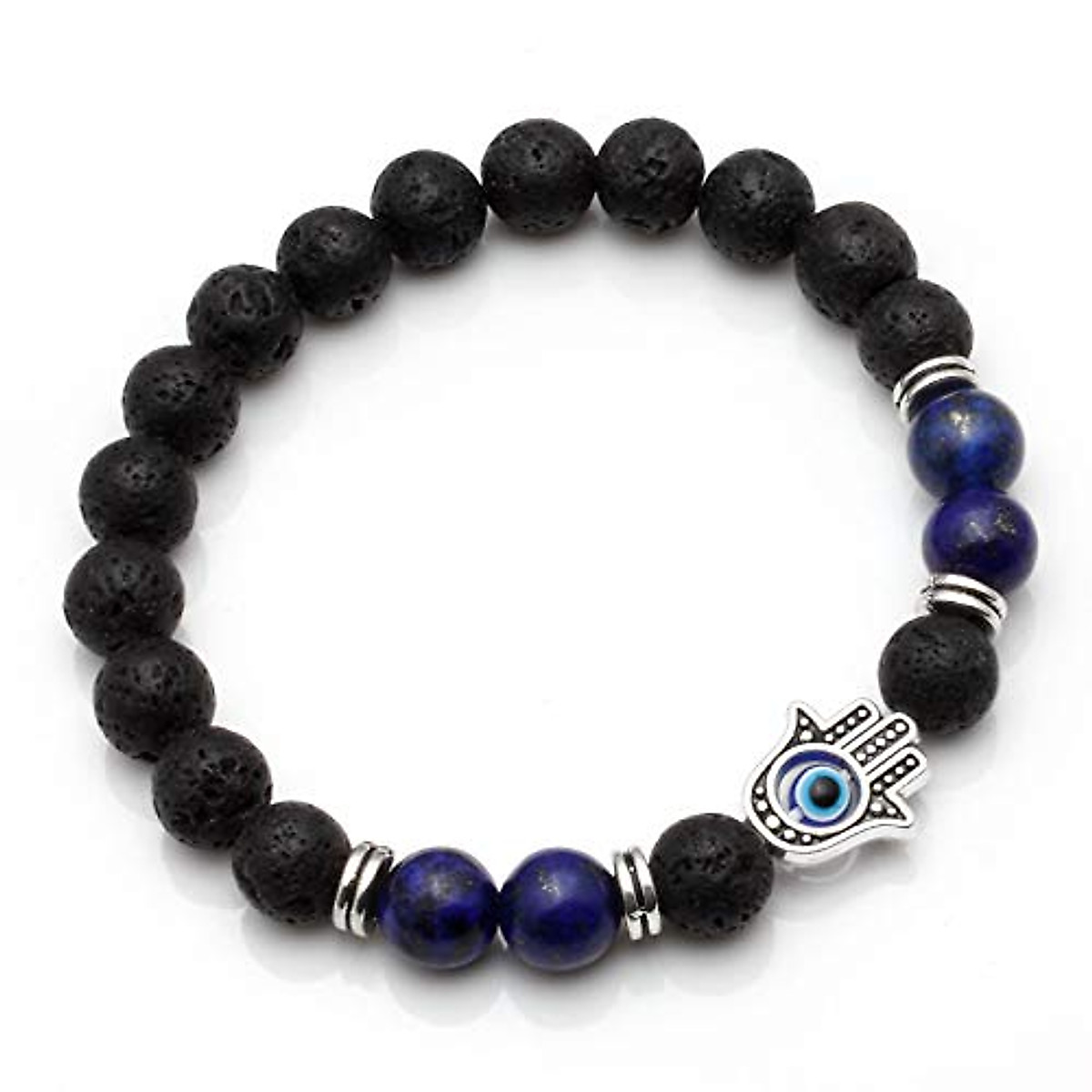 MILAKOO 7 Pcs Evil Eye Bracelet Lava Stone Beads Essential Oil Diffuser Bracelet for Men Women