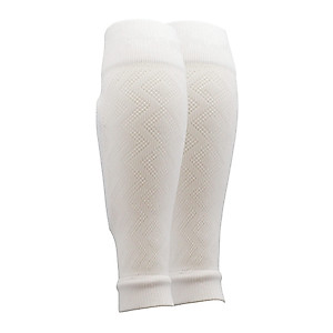 TCK Soccer Shin Guard Sleeves Football Leg Sleeves Youth Mens (White, Medium)