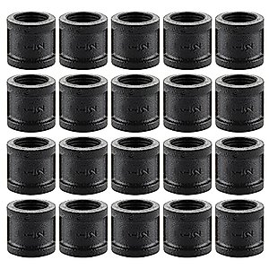 1/2" Black Painted Pipe Fitting Coupling - Home Expert 10 Pack Black Malleable Iron Cast Pipe Fittings Coupling for Steampunk Vintage Shelf Bracket Shoe Racks Diy Plumbing Pipe Decor Furniture