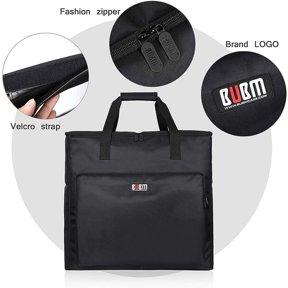 BUBM Desktop Gaming Computer Tower PC Carrying Case Travel Storage Bag for Tower Case, Monitor(Up to 27 inch), Keyboard and Mouse-Black