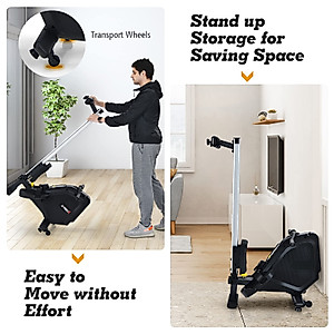 GYMAX Folding Magnetic Rowing Machine, 8 Level Adjustable Rower with LCD Monitor & Device Holder, Full Body Workout Home Gym Exercise Equipment for Small Space