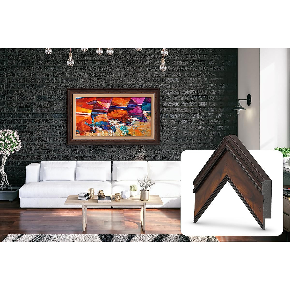 Frame My TV Deco TV Frames - Burlwood Smart Frame Compatible ONLY with Samsung The Frame TV (75", Fits 2021-2025 Frame TV)