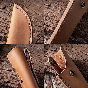 MiOYOOW Leather Knife Sheath, Boning Knife Pouch Chef Fruit Knife Shell for Camping Kitchen Outdoor Cooking