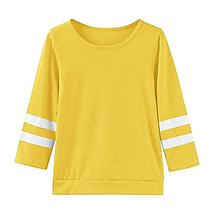 Kids Boys Girls Spring Fall Cotton Fleece Pullover Cotton Basic Round Neck Solid Sweatshirt Tee Shirt 1-Year-Old Pullover Yellow