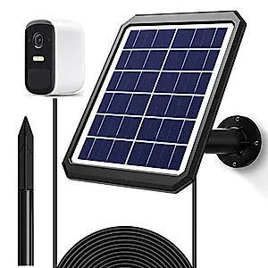5W Solar Panels Compatible with Eufycam 2/2 Pro/2C/2C Pro/E, Waterproof Solar Powered Battery Charger for EufyCam with Visual LED Indicator, Wall Mounting Bracket Ground Stake -13ft Cable