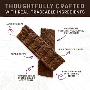 Earth Animal Wisdom Air-Dried Jerky Turkey Recipe | Dog Treats | Dog Snacks | Premium Natural Turkey Jerky Strips | 4 oz | Dog Treats Made in The USA (Pack of 1)