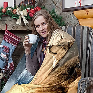 Lightweight Fleece Blanket for Sofa,Forest Foggy Winter Wolf,Soft Blanket and Throw Blankets for Bed Couch