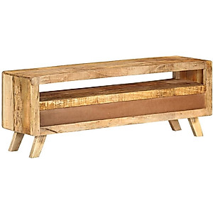vidaXL Solid Mango Wood TV Unit - Versatile and Stylish Wooden TV Stand with Spacious Drawers and Shelf - Durable, Polished, and Painted - 43.3"x11.8"x15.7" Dimensions