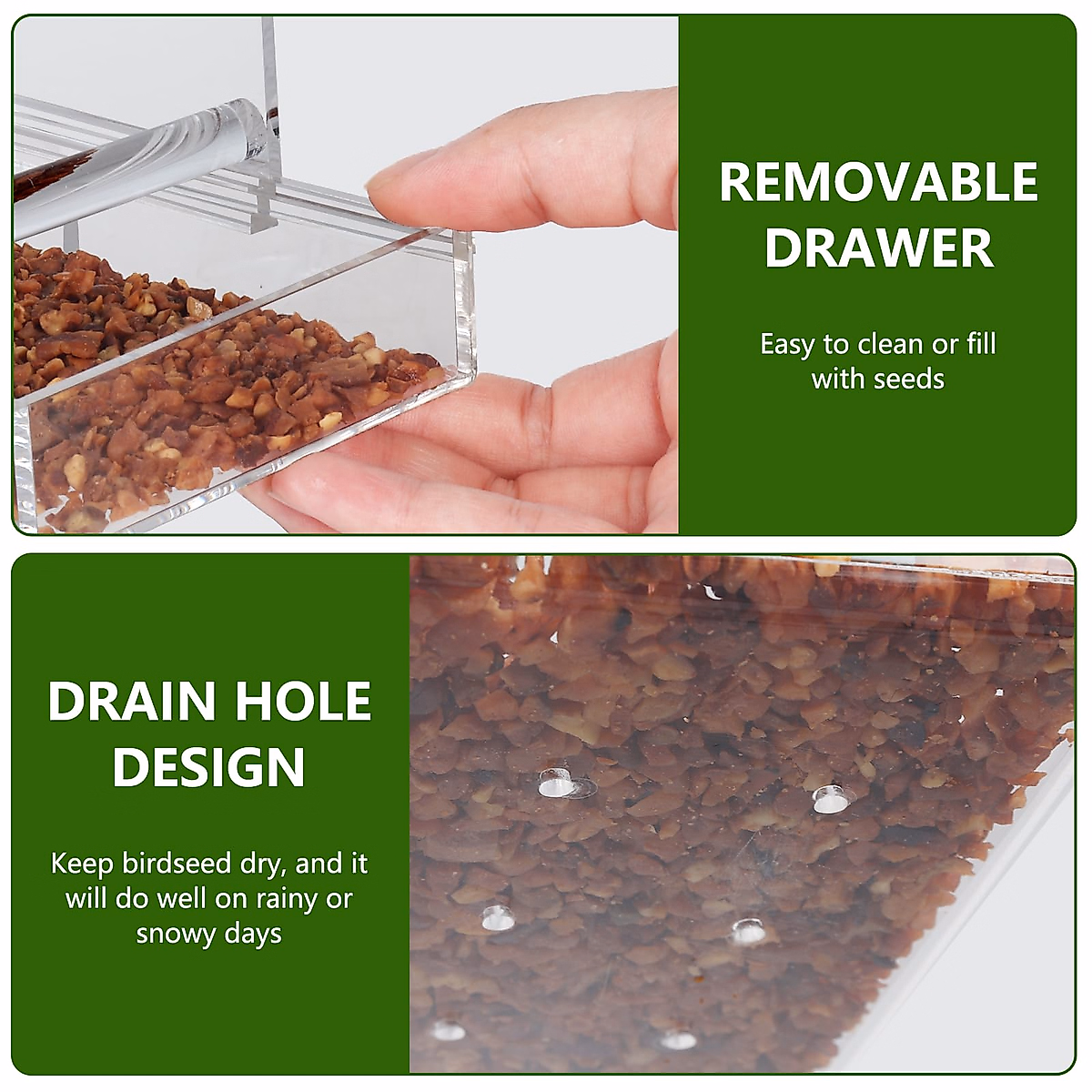 XTKS Bird Feeder, Hanging Bird Seed Feeder, Bird Feeding Station Outdoor Window Bird Feeder with Ultra-Strong Suction Cups - Perfect for Attracting Cardinals, Finches, Chickadees