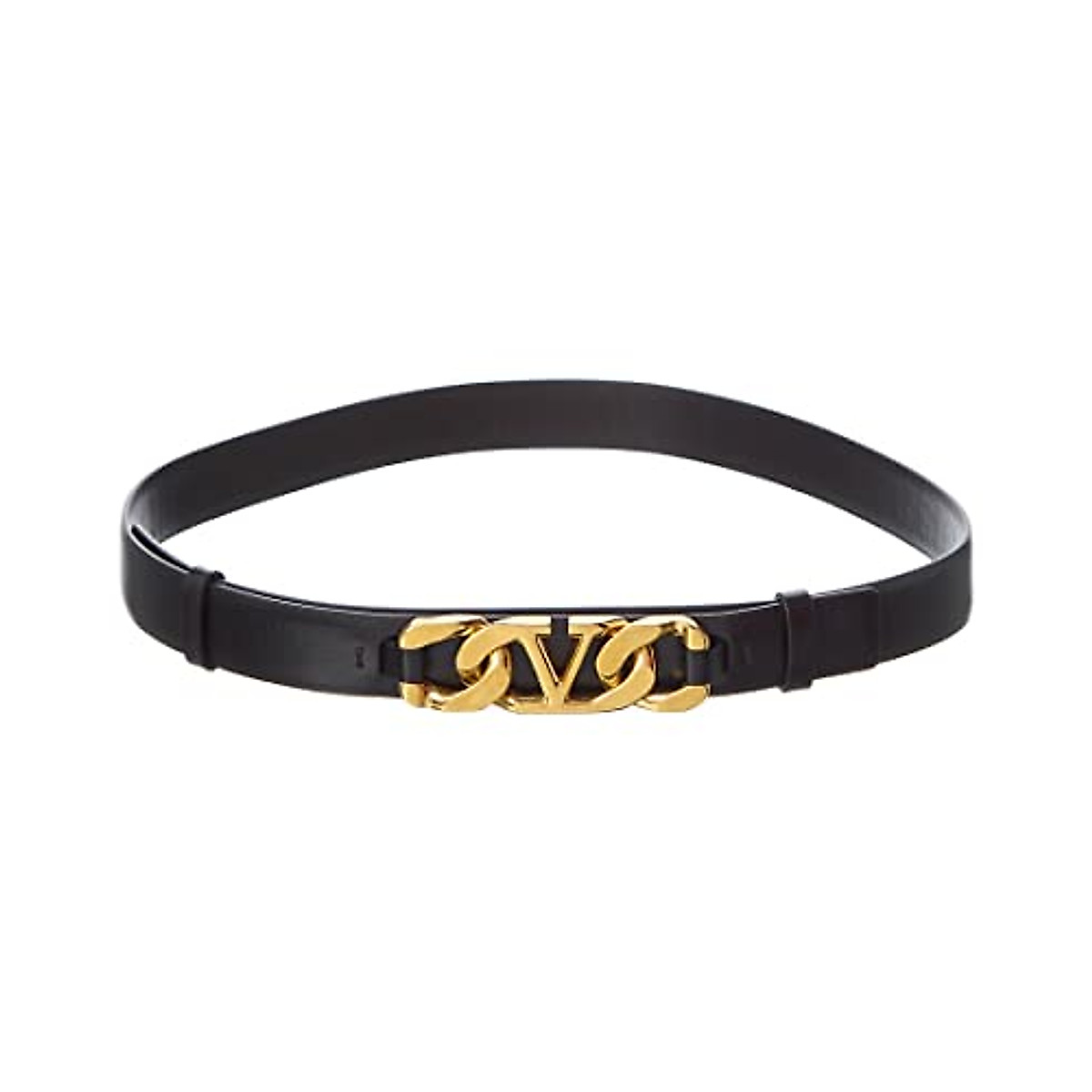 Valentino Vlogo Chain Leather Belt, 70, Black