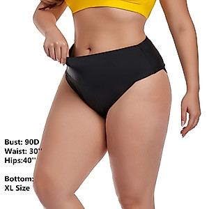 Zohamung Women Mid String Bathing Suit Tie Side Hipster Ruched Full Coverage Low Rise Swimwear Swimsuit Bikini Bottom Black