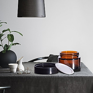 Galssmagic 1 oz Amber Glass Jars with Lids,27 Pack 1oz Small Container Jars with Inner Liners and Black Lids,Travel Jars for Cosmetics,Cream Lotion,Body Scrub, Lotion