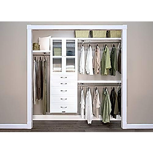 John Louis Home 12in. Deep Woodcrest White Premier Organizer with 5 Drawers (6 and 8in.) and Doors