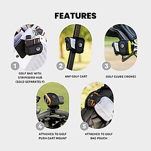 Stripebird - 2.0 Slim Golf Magnetic Rangefinder Strap (Black - Form Fitting & No Buckle Strap) - Golf Range Finder Magnetic Strap - Range Finder Golf Magnetic