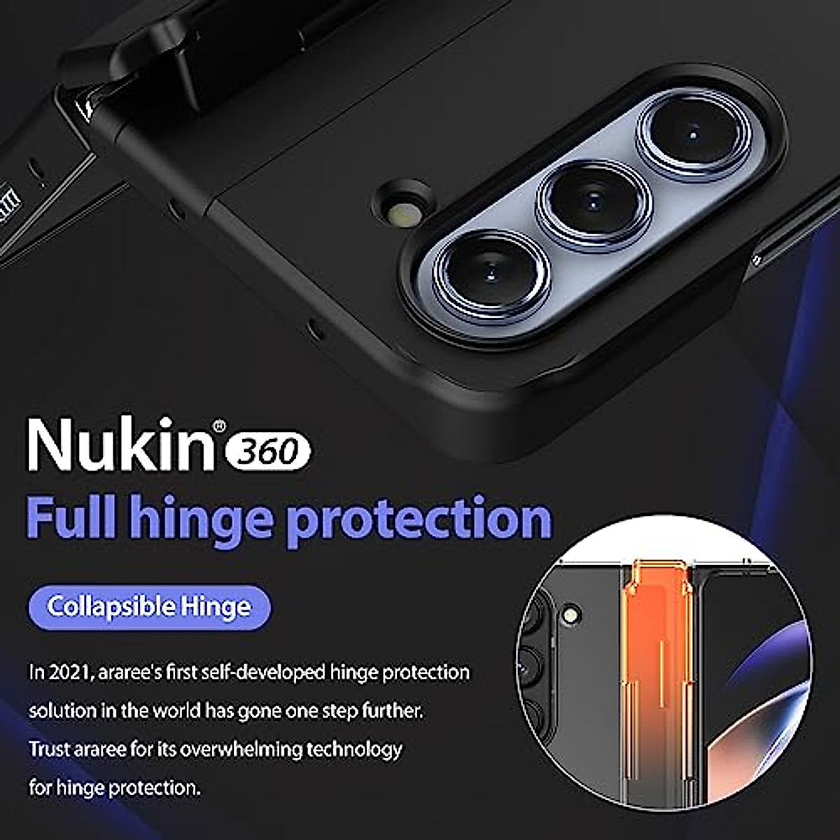 araree Nukin 360 Samsung Galaxy Z Fold 5 Case with Hinge Protection, Translucent Cover Lightweight Full Body Protective Hard PC Cover Designed for Samsung Galaxy Galaxy Z Fold 5 5G(2023) - Clear Matt