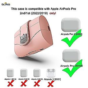 OCING 6 in One Airpods Pro 2 Case with Secure Lock, Full Body Protective Case Compatible with Airpod Pro 2nd / 1st Generation（2022/2019）, Supports Wireless Charging (Pink)