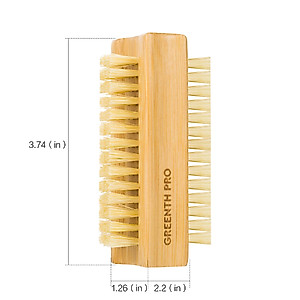 GREENTH PRO Bamboo Nail Brush，2PCS Two-side Firm Nature Wooden Sisal Scrub Brush for Toes and Nails,Cleaning Nail Brush