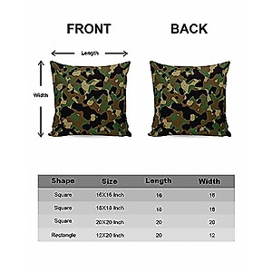 applebless Set of 2 Throw Pillow Covers Square for Home Decor, Camo 18x18 Inch Cotton Reversible Pillow Case Sofa Soft Cushion Cases for Bedroom Couch Bed Car Chair