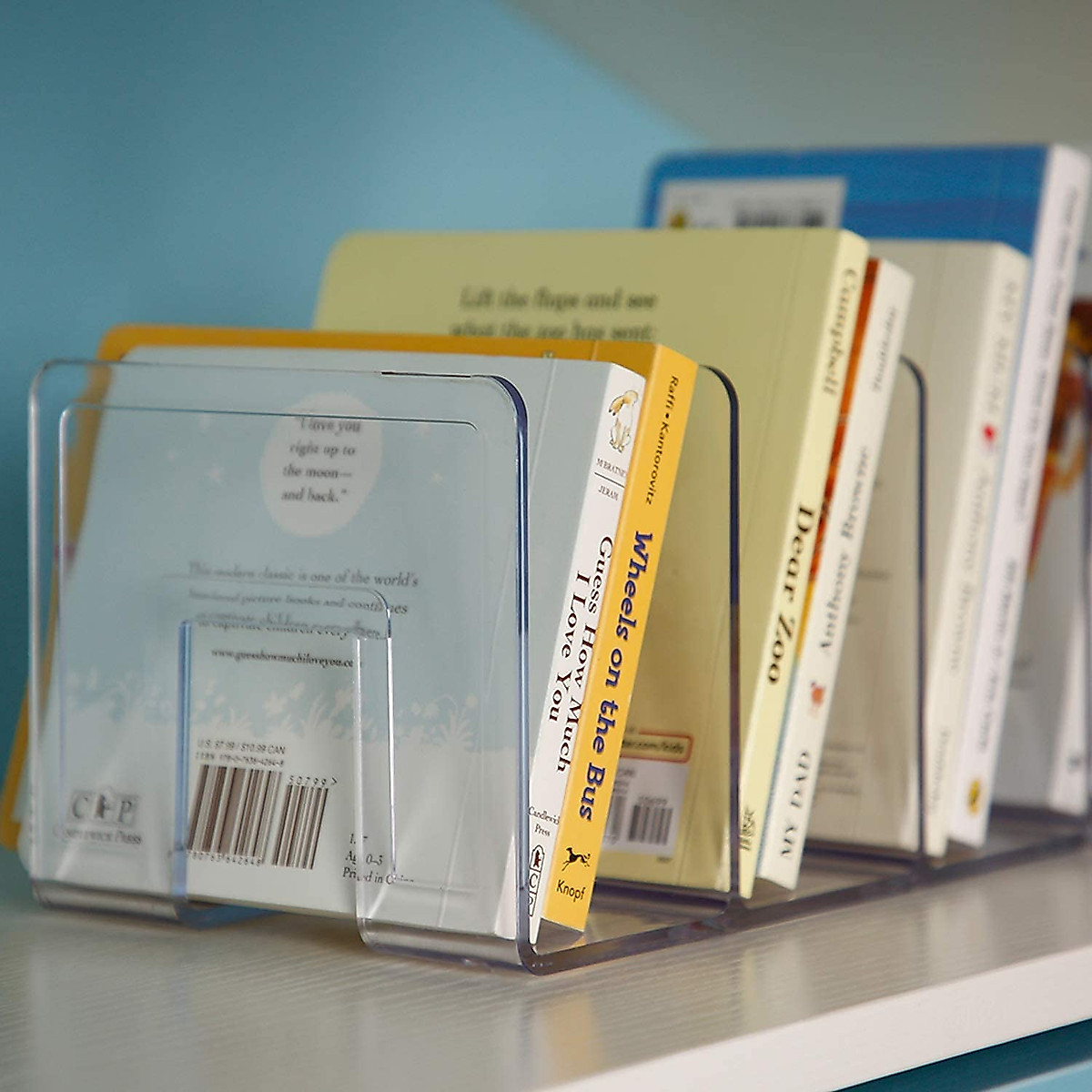 LUGUNU Clear Acrylic Desk File Sorter Purse/Handbag Organizer Clutch Divider Mesh Folder Office Supplies Stand Bookshelf (3 Sections) (2Pack-4Sections)