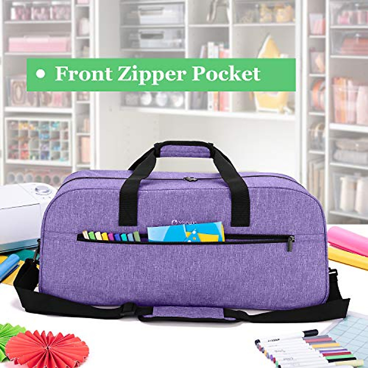 Yarwo Carrying Case Compatible for Cricut Maker, Cricut Explore Air (Air 2), Silhouette Cameo 3 and Cameo 4, Die-Cut Machine Travel Tote Bag with Pockets for Craft Tools and Supplies, Purple