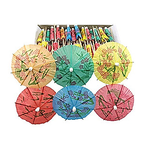 BLUE TOP Cocktail Umbrella Parasol Picks 4 Inch Pack 144 Assorted Colors,Drink Umbrella Toothpicks for Drink&Food, Decorative toothpicks for Party,Hotel, Restaurant,Tiki Bar,Hawaiian Party,Labor Day
