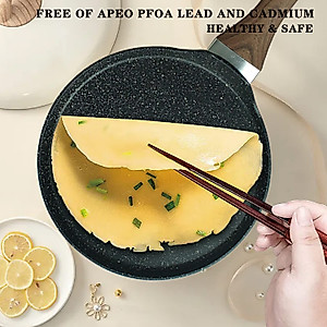 LECOOKING Nonstick Crepe Pan, 8.5 Inch Griddle Pan, Fry Pans for Cooking Eggs, Omelettes, and More - Non-Stick Marble Coating Skillet Induction Compatible