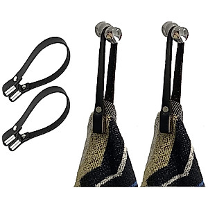 Towel Clip Leather with Magnets 2-Pack Black | Simple and Covenient Kitchen or Bathroom Accessory for Design Lover | for Small Towels