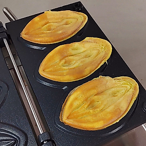 Vaseni Commercial Abalone Shape Waffle Maker Machine, 3 PCS Strange Shaped Electric Vagina Waffle Machine, Hot Dog Baker Maker, Strange Waffle Iron Non-Stick Inner, Temperature Control