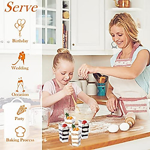 HawHawToys 100 Pack 3 OZ Dessert Cups with Lids and Spoons,Square Plastic Dessert Shooter Cups Parfait Cups for Party Desserts,Appetizer Serving (100)