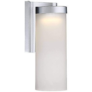 Possini Euro Design Cleo Modern Outdoor Wall Light Fixtures Set of 2 LED Silver 10 1/2" Open Bottom Frosted Glass for Exterior House Porch Patio Outside Deck Garage Yard Front Door Garden Home