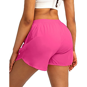 G Gradual Women's Running Shorts with Zipper Pockets Quick Dry Athletic Workout Gym 3" Short Shorts for Women with Comfy Liner (Rose, Large)