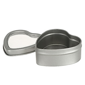 Dicunoy 20 Pack 2oz Metal Tins, Heart Shaped Empty Tin Box With Lids, Candle Jars Gift Storage Container Cans With Clear Window For Candle Making, Candies, Treasures