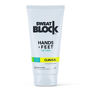 SweatBlock Antiperspirant Lotion for Hands & Feet - CLINICAL STRENGTH for Men & Women - Hyperhidrosis Aid to Stop Excessive Sweating - Reduces Foot Odor - Moisturizing w/ Aloe - Travel Size 1.69 fl oz