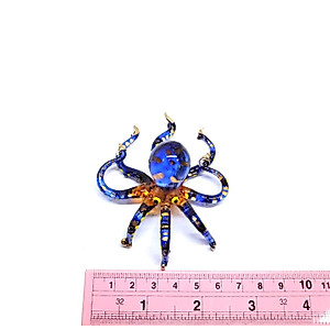 Handmade Mini 2.75" Blown Glass Swimming Octopus Figurines Figures Art,Collectible Dollhouse Gift Ideas,Miniature Ocean Animals,Tiny Ornament Cool Stuff Decor No.8