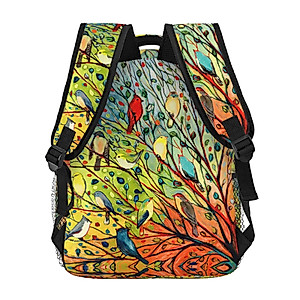 Dujiea Backpacks for Kids Tree Life Birds On Branch Waterproof Book Bags for Laptop, Women Casual Daypacks School Rucksack Travel Backpack for Children Toddler 1th- 6th Grade Girls Boys