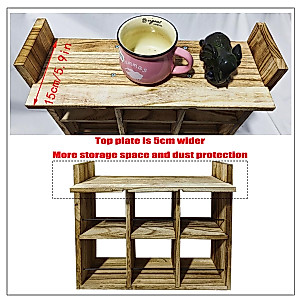 YIYUESHIJIU Coffee Mug Display Rack，Wooden Mug Cup Holder Shadow Box Shelf Wall Mounted cup shelf Mug Display And Organizer With Dustproof top plate (Carbonized)