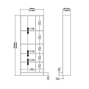 Tvilum Element Wide 5 Shelf Bookcase, Tall, White