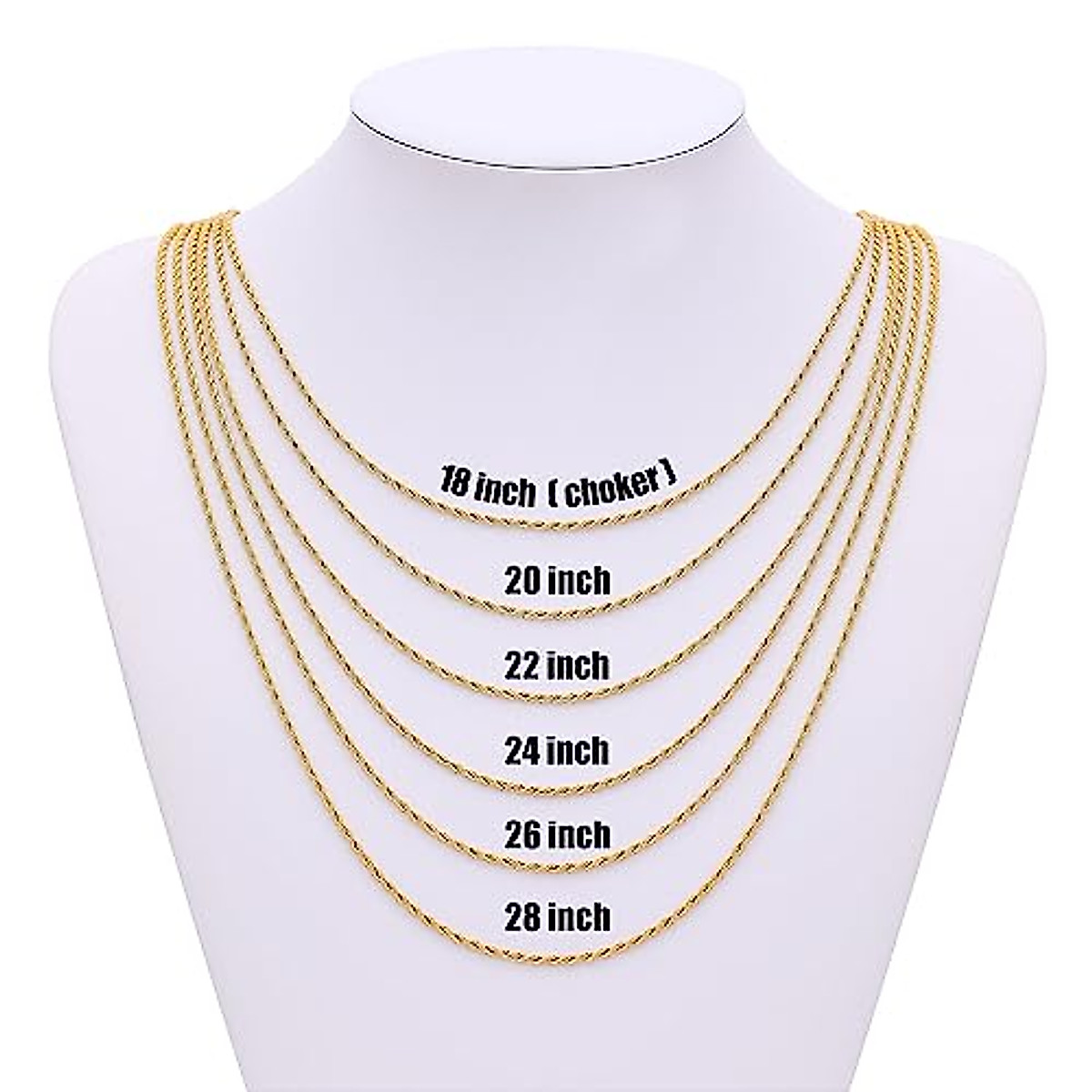 Fiusem Gold Chain Necklace for Men, 2.5mm Mens Chain Necklace, 18K Gold Plated Stainless Steel Rope Chain for Men and Women, Mens Necklace 20 Inch