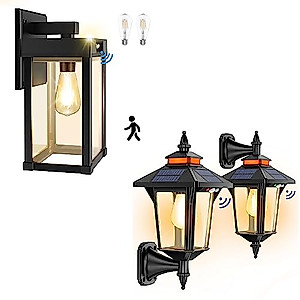 Aqonsie Solar Porch Lights Outdoor with 3 Lighting Modes & Motion Sensor, Elegant Solar Barn Lights Outdoor Waterproof Solar Wall Sconce Lights, Solar Lanterns for Barn Shed Yard Garage Chicken Coop