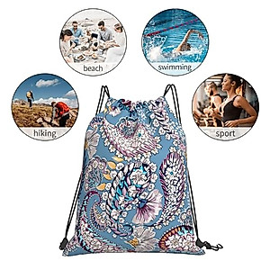 Delhiponics Ethnic Elements Drawstring Backpack Waterproof Gym Sports Trave String Bag Adjustable Lightweight Drawstring Bag Sports Dance Sackpack