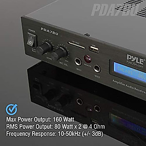 Pyle - 5 Channel Rack Mount Bluetooth Receiver, Home Theater Amp, Speaker Amplifier, Bluetooth Wireless Streaming, MP3/USB/SD/AUX/FM Radio, 200 Watt, w/Digital ID3 LCD Display from - PDA7BU.5