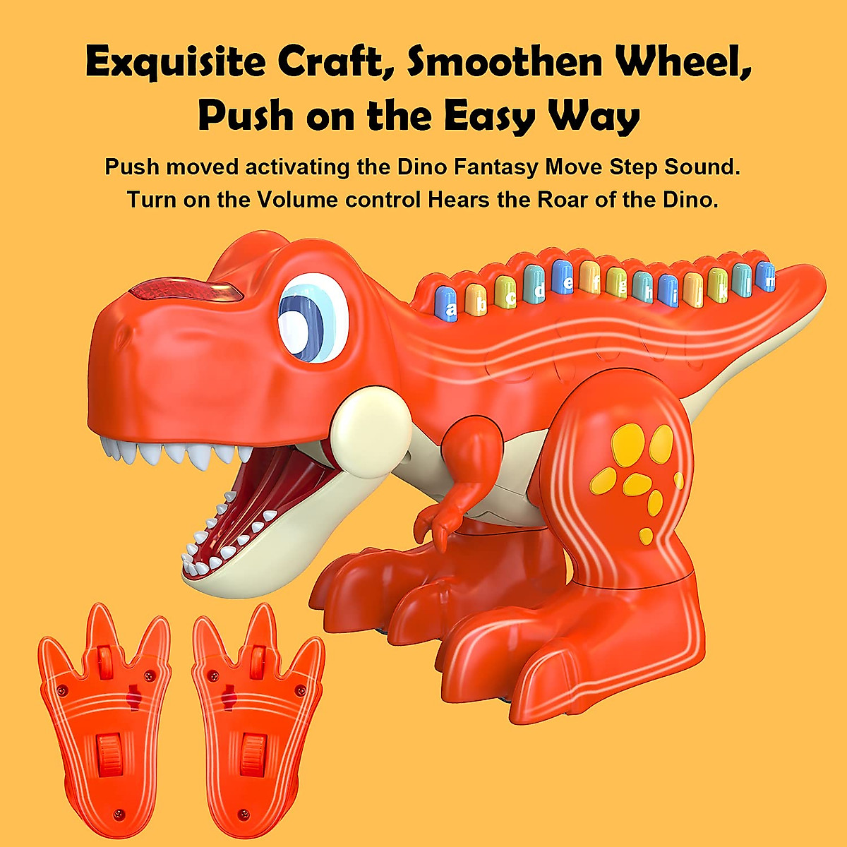 Baby Dinosaur Musical Toys 6-12-18 Months，Toddler Music Dinosaur Toy, Animal Push Toys for Toddlers 1-3, 26 Key Light and Sound Toys